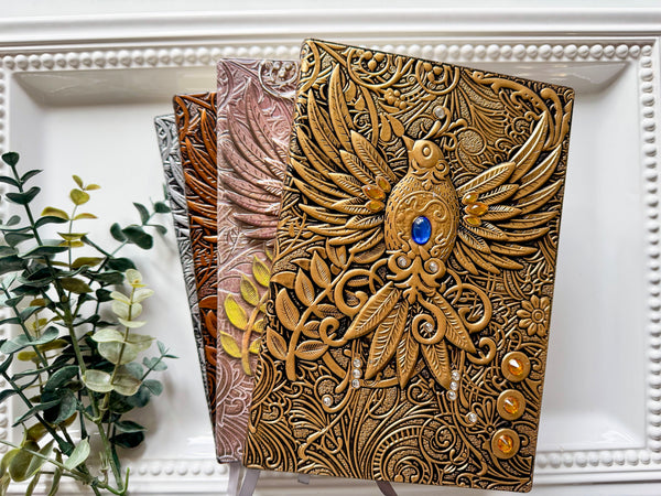 Embossed Hardcover Embellished Bird Journal - Angelic Roots
