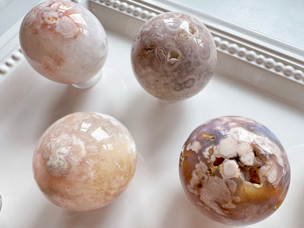 Flower Agate with Inclusions Sphere - Angelic Roots