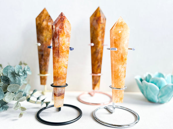 Metal Crystal Wand Double Ring Stand - Angelic Roots