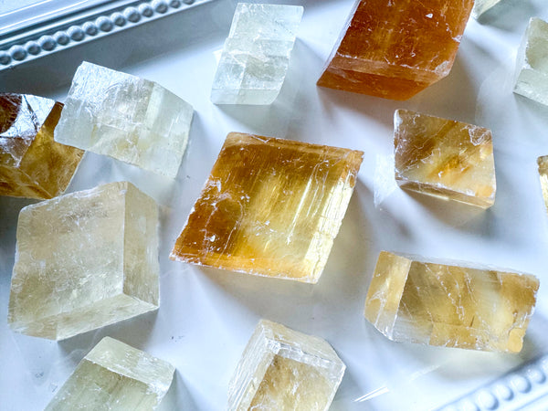 Honey Optical Calcite Rhombus Cube - Angelic Roots