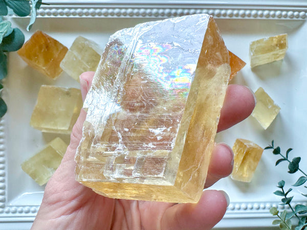Honey Optical Calcite Rhombus Cube - Angelic Roots