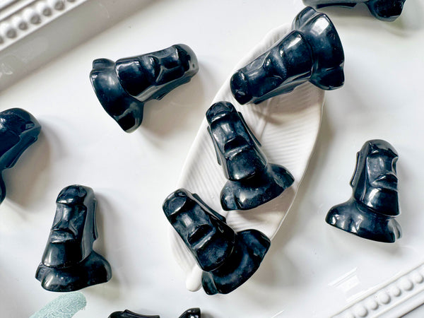 Obsidian Easter Island Moai Statue Carving - Angelic Roots