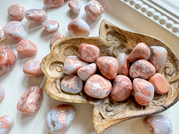 Pink Agate Tumbled Stone - Angelic Roots