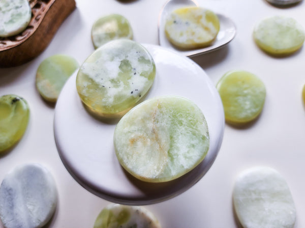 Xiuyu Jade Flat Palm Stone || Small - Angelic Roots