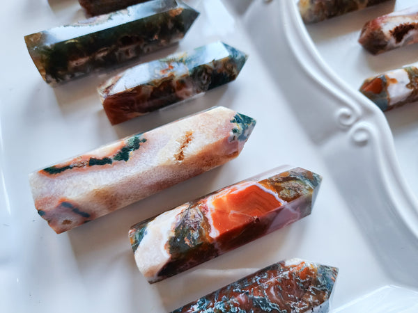 Red Moss Agate Point - Angelic Roots