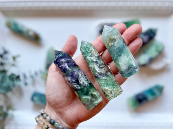 Snowflake Fluorite Point - Angelic Roots