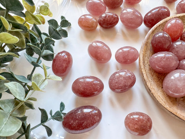 Strawberry Quartz Round Tumbled Stone - Angelic Roots