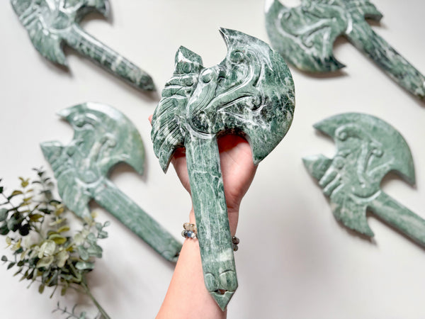 Xiuyan Jade Axe Carving - Angelic Roots
