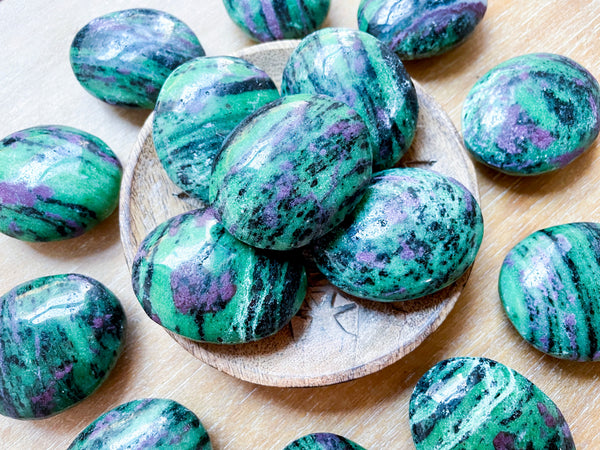 Ruby in Zoisite Palm Stone - Angelic Roots