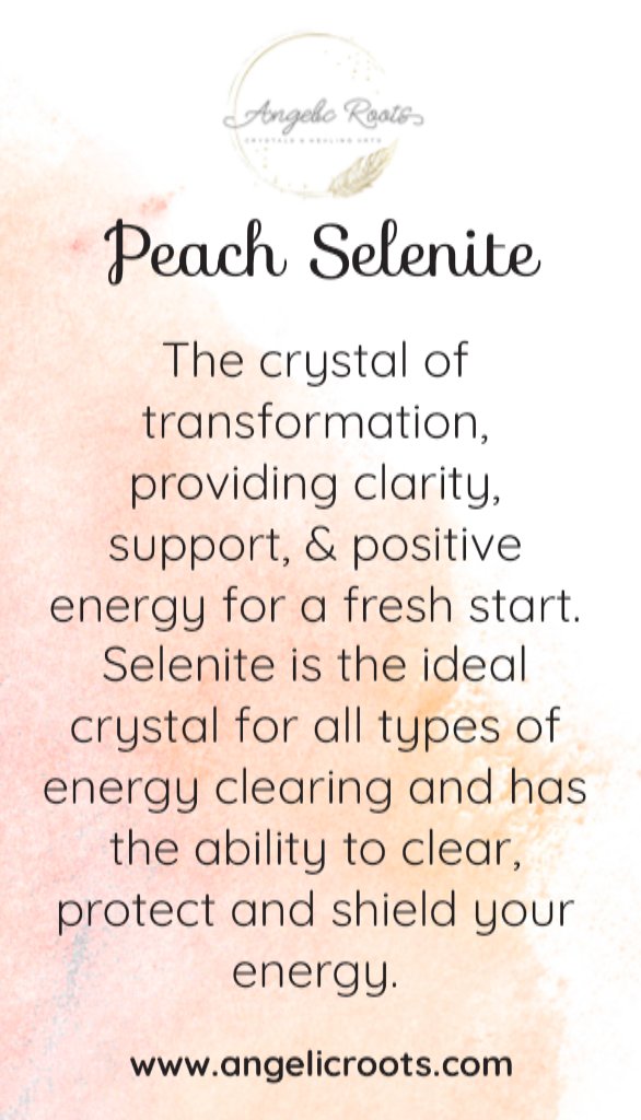 Peach Selenite Crystal Card - Angelic Roots