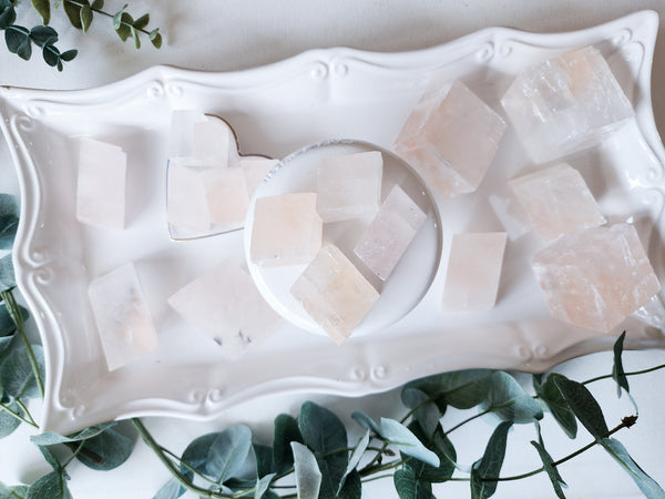 Pink Optical Calcite Rhombus - Angelic Roots