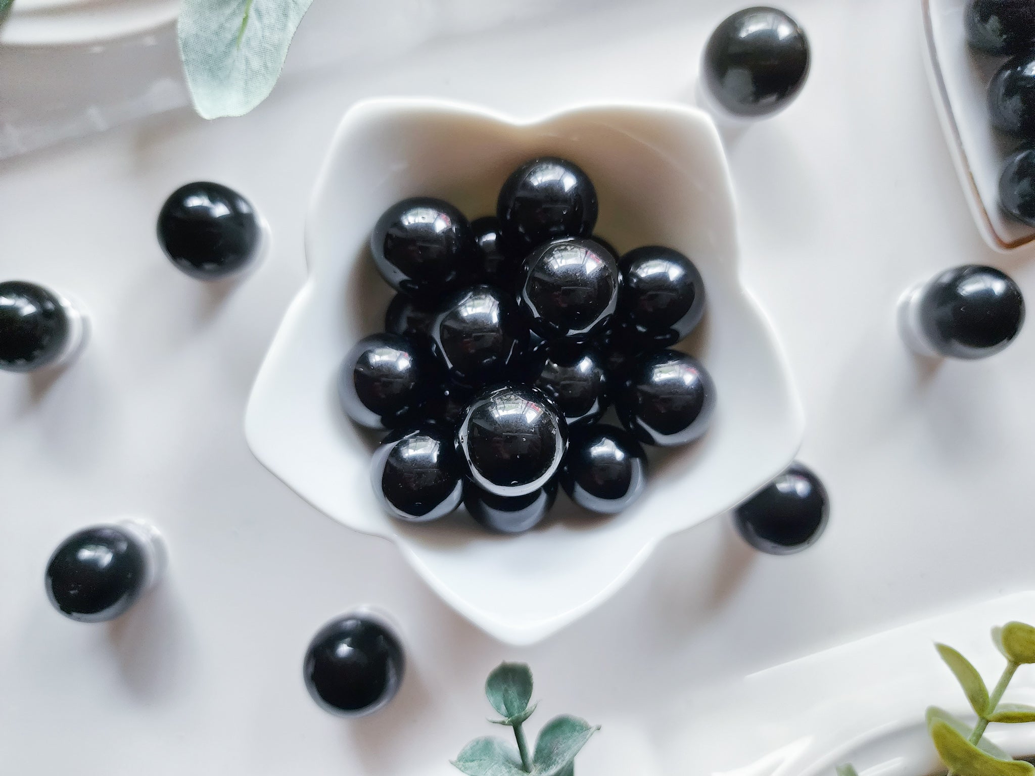 Black Obsidian Sphere || Marble - Angelic Roots