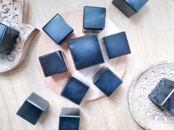 Black Obsidian Cube - Angelic Roots