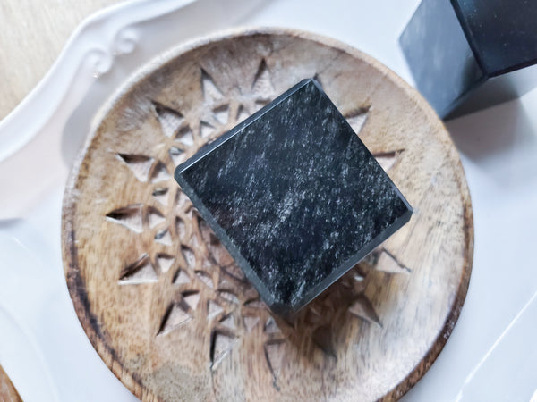 Silver Sheen Obsidian Cube - Angelic Roots