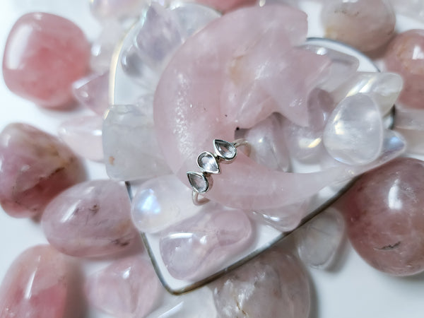 Dew Drop Dainty Sterling Ring || Rose Quartz - Angelic Roots
