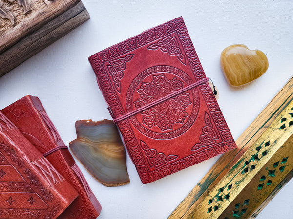 Red Leather Journal - Angelic Roots